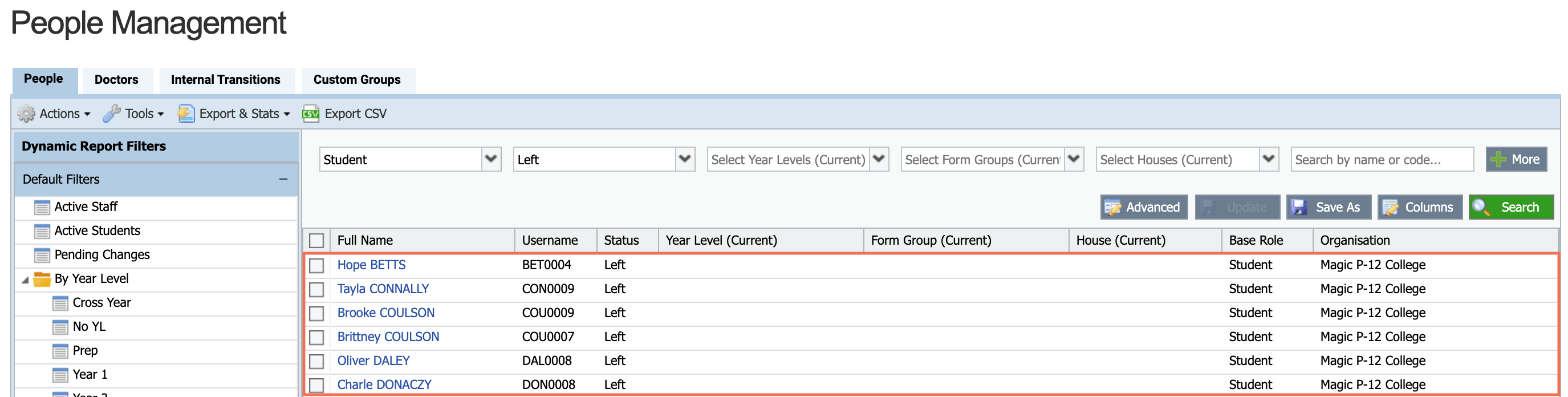 Emailing Parents of Left Students